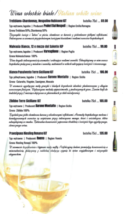 Karta win | Tawerna Orłowska