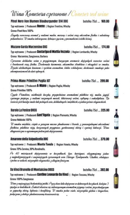 Karta win | Tawerna Orłowska